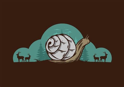 Улитка ползет по лесу Премиум векторы