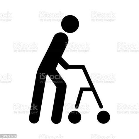 Iso 7001 Ac 004 접근성 제한된 보행 능력 표시 국제 표준 공공 정보 기호 기호 아이콘 픽토그램 접근성 제한된 보행 기능 왼쪽 방향 0명에 대한 스톡 벡터 아트
