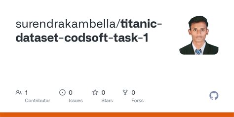 Github Surendrakambellatitanic Dataset Codsoft Task 1