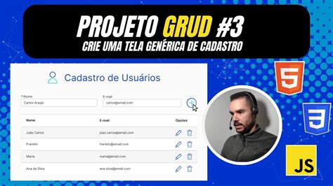 🔵 3 Update Crie Uma Tela Genérica De Cadastro Com Html Css E Js Projeto Crud Youtube