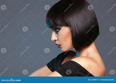 Profile Portrait Of Lovely Brunette Stock Image Image Of Looking