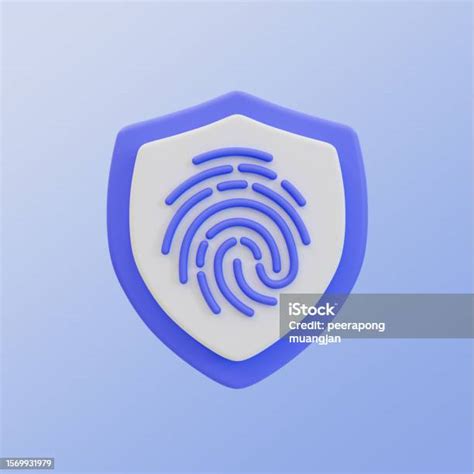 3d 최소 지문 인증 사용자 인증 안전 보호 시스템 지문이 있는 방패 3d 렌더링 그림입니다 0명에 대한 스톡 사진 및 기타 이미지 Istock