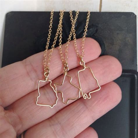 State Necklace In Silver Or Gold Home State Outline To Represent Home