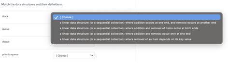 Solved Match The Data Structures And Their Definitions