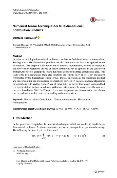 Pdf Numerical Tensor Techniques For Multidimensional Convolution Products