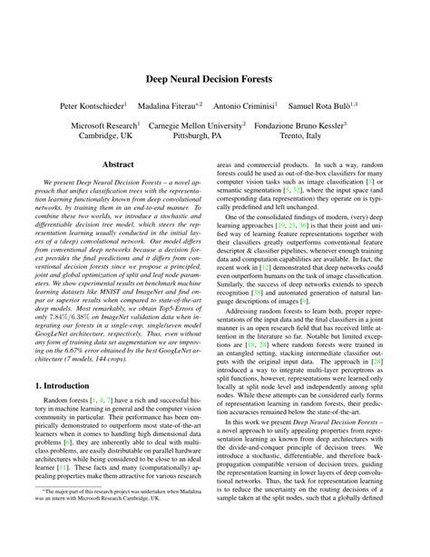 Pdf Deep Neural Decision Forests