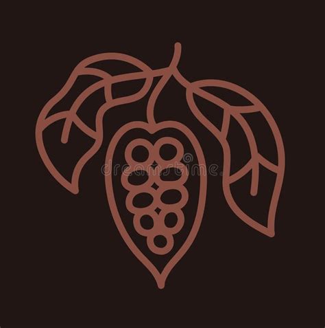 Chocolate Cocoa Bean Beans And Branches Leaves Editable Outline