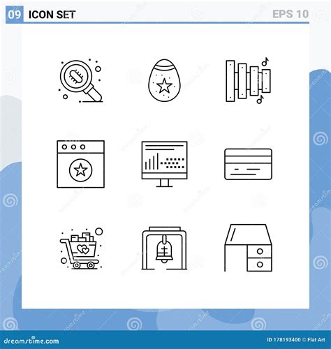 Pack Of 9 Creative Outlines Of Programing Design Custom Coding Favorite Stock Vector