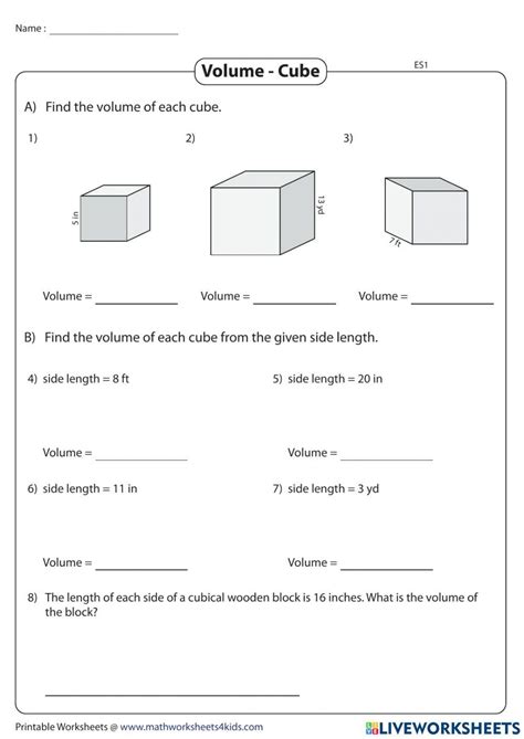 Volume Cube Free Interactive Worksheets 4784536