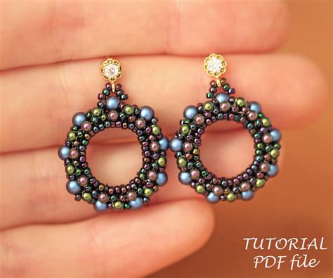 Hoop Earrings Tutorial Bead Earrings Pattern Seed Bead Tutorial~pearl