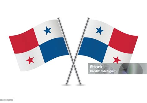 Panama Flags Panamanian Flags Isolated On White Background Vector