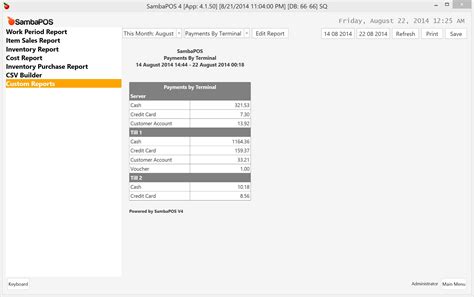 Payments By Terminal Report V Custom Reports SambaClub Forum