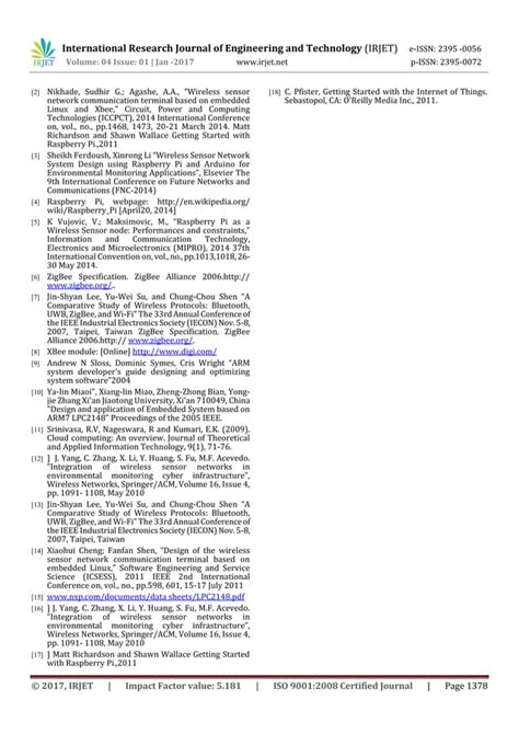Environmental Monitoring Using Wireless Sensor Networks Wsn Based On Iot Pdf Internet Of