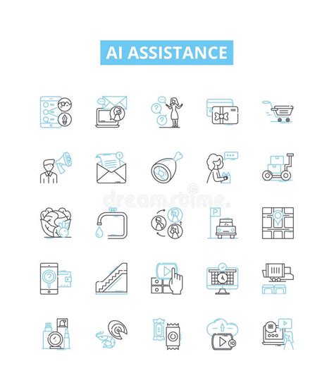 Ai Assistance Vector Line Icons Set Ai Assistance Automation
