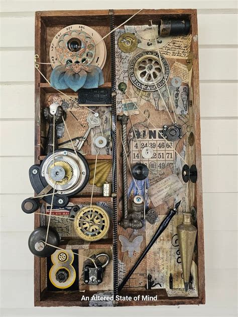 Industrial Grunge Art Shadow Box Mixed Media Assemblage Wall Hanging