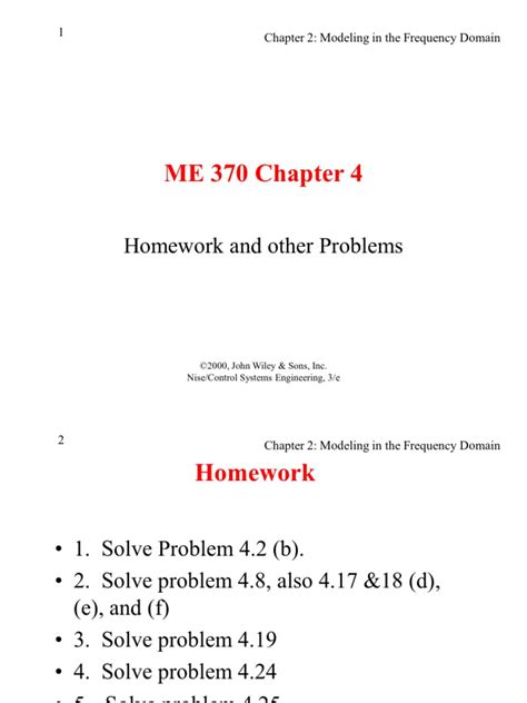 Chapter 4 Exercise And Hw Assignment Pdf Control Engineering Systems Science
