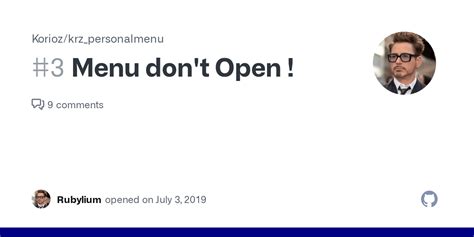 Menu Dont Open · Issue 3 · Koriozkrzpersonalmenu · Github