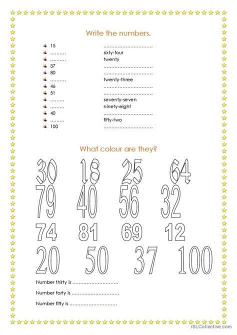 Write The Numbers And Colours English ESL Worksheets Pdf Doc