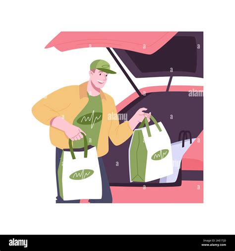 Loading Groceries Isolated Cartoon Vector Illustrations Stock Vector