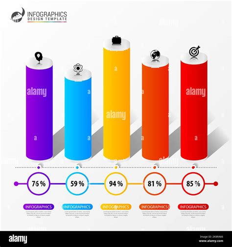 Infographic Design Template 3d Column Graph Presentation Vector Illustration Stock Vector
