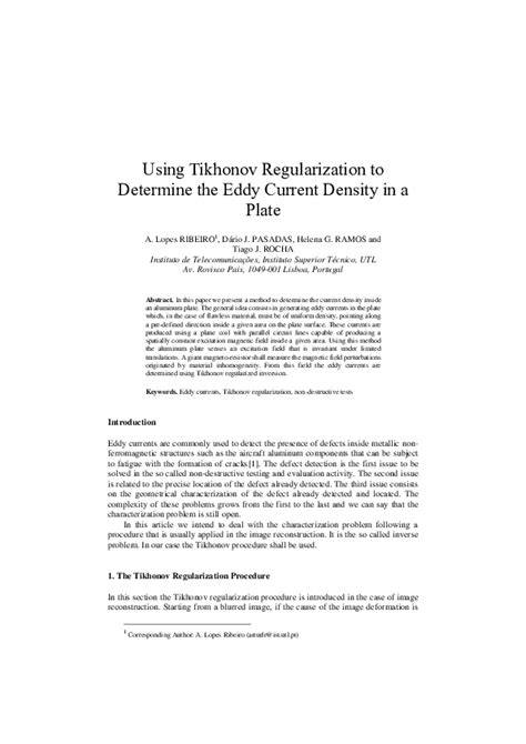 Using Tikhonov Regularization To Determine The Eddy Current Density In