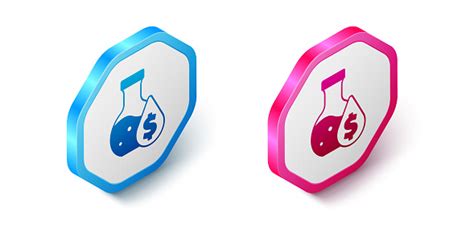 흰색 배경에 격리 된 등색 오일 가솔린 테스트 튜브 아이콘 미트리스트리 플라스크와 낙하 육각 버튼 벡터 3차원 형태에 대한 스톡 벡터 아트 및 기타 이미지 Istock