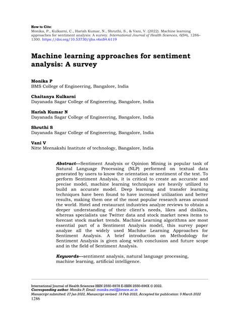 Pdf Machine Learning Approaches For Sentiment Analysis A Survey