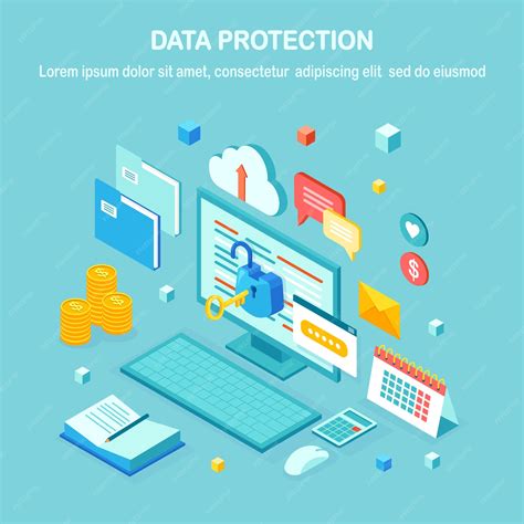 Premium Vector | Data protection. internet security, privacy access with password. isometric ...