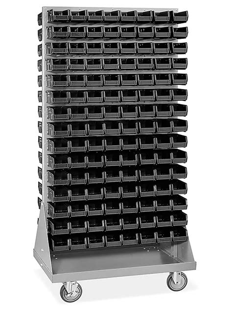 Panel Mobile Stackable Bin Organizer With 7 12 X 4 X 3 Black Bins H