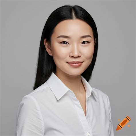 A Headshot Portrait Of An Asian Woman With Short Dark Hair Smiling And