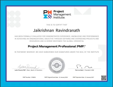 Jaikrishnan Ravindranath Pmp® On Linkedin Simplilearn Pmp Certification Gratitude