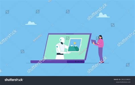 Woman Gives Commands Ai Create Visual Stock Vector Royalty Free