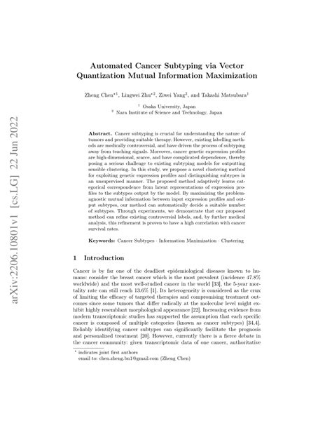 pdf automated cancer subtyping via vector quantization mutual