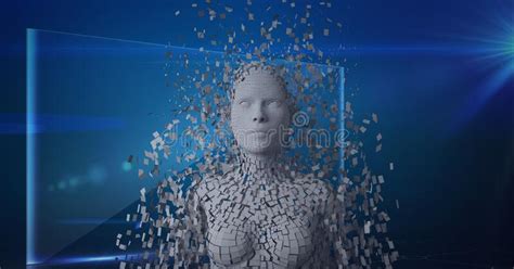 Composition Of Exploding Human Bust Formed With Grey Particles And