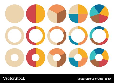 Pie Chart Set Colorful Diagram Collection Vector Image