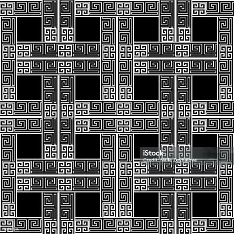조용히 바둑판 무늬 그리스 벡터 완벽 한 패턴입니다 흑인과 백인 추상적인 기하학적 배경입니다 그리스 주요 고 대 체크 배경입니다