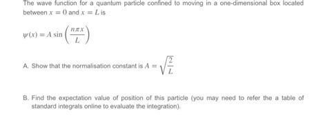 solved the wave function for a quantum particle confined to