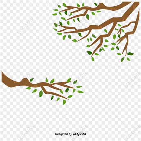 만화 일러스트 풍격 나무 나뭇가지 푸른 잎벽지자연스러운 Png 일러스트 무료 다운로드 Lovepik