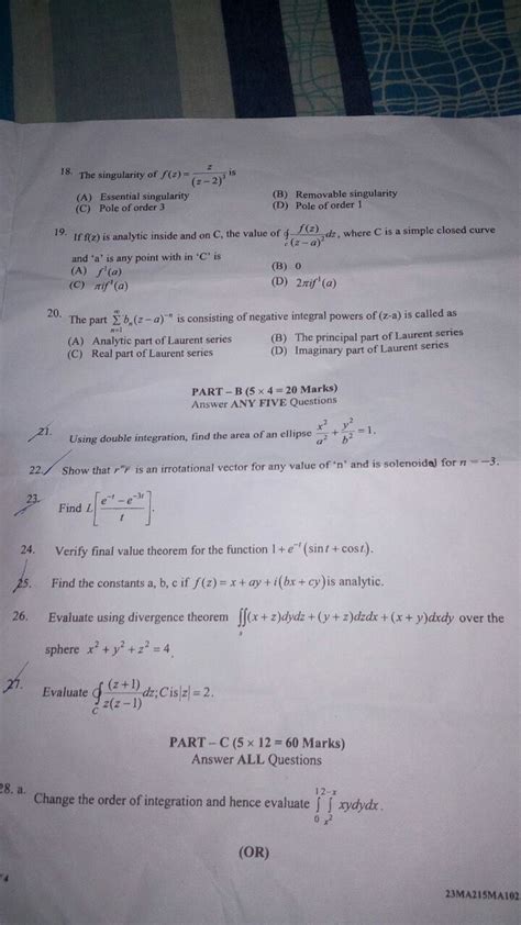 Srm Backbenchers Ma102 Advanced Calculus And Complex Analysis Sem