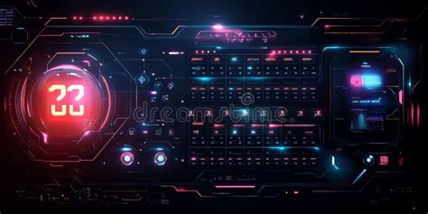 Futuristic Technology Interface With Red Digital Display Showing Number 22 Stock Illustration
