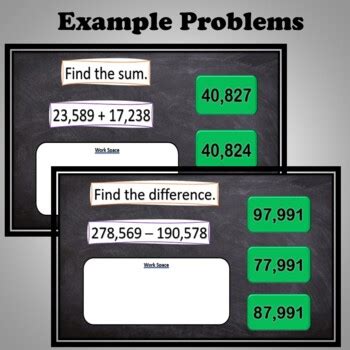 Add Subtract Whole Numbers Math Review Interactive Easel Activity No Prep