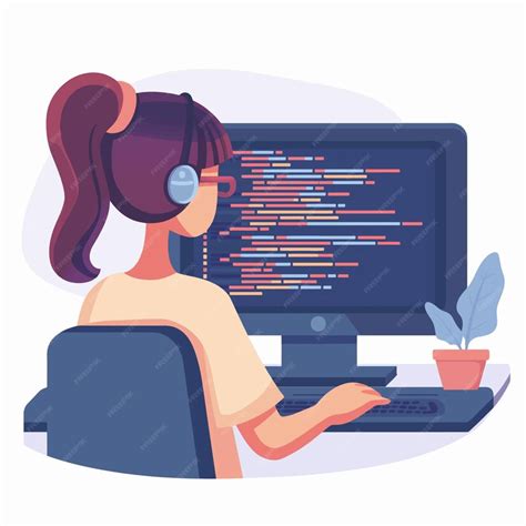 Woman Programmer Writing Code Flat Design Illustration Premium Ai Generated Vector