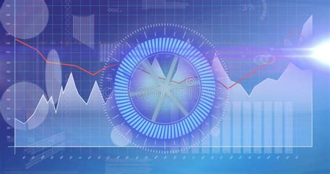 Image Of Processing Circle And Light On Scientific Graph And Data Stock