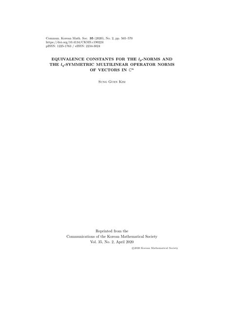 Pdf Equivalence Constants For The Lp Norms And The Lq Symmetric