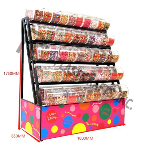Large Candy Display Stand With Acrylic Bins Double Sided Store