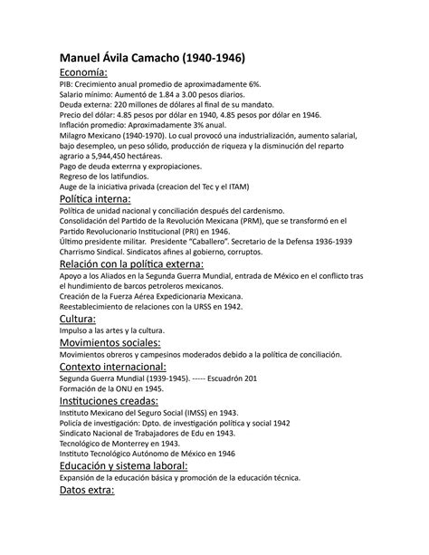 Solution Sexenios Presidenciales 1940 2024 Studypool