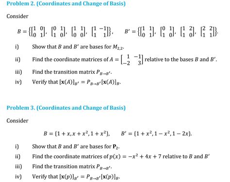 Solved Problem Coordinates And Change Of Basis Consider Chegg