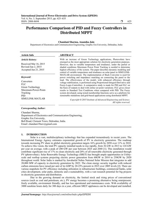 Pdf Performance Comparison Of Pid And Fuzzy Controllers In Distributed Mppt