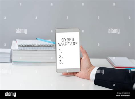 Writing Displaying Text Cyber Warfare Business Overview Virtual War Hackers System Attacks