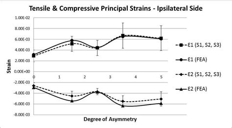 Tensile And Compressive Principal Strains Ipsilateral For Test